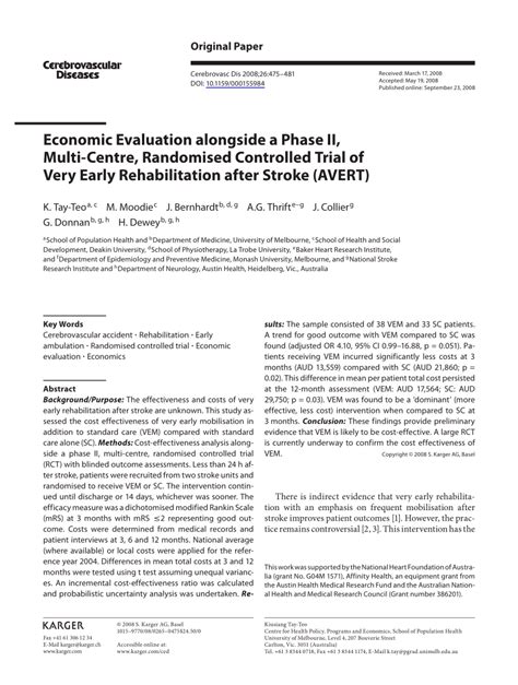 Pdf Economic Evaluation Alongside A Phase Ii Multi Centre Randomised Controlled Trial Of