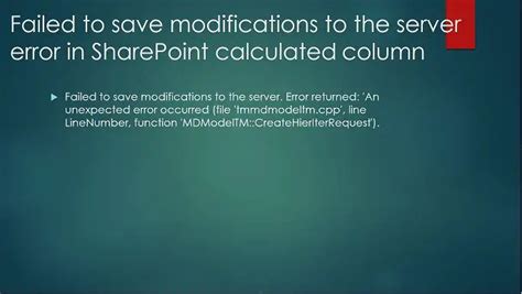 Failed To Save Modifications To The Server Error In Sharepoint Calculated Column Sharepoint