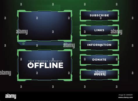 Futuristic Green Gaming Overlay Decoration For Online Gamers Live Stream Overlay Vector With