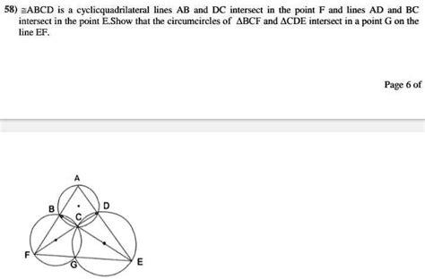 Solved Please Send The Solution 58 Abcd Is A Cyclic Quadrilateral Lines Ab And Dc Intersect
