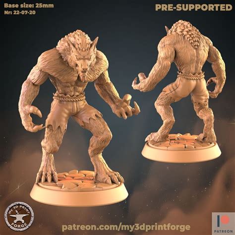 Feral Male Werewolf 1 By My 3d Print Forge 3d Printed Dnd Resin Minis