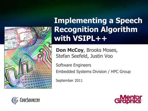Ppt Implementing A Speech Recognition Algorithm With Vsipl Powerpoint Presentation Id1580078