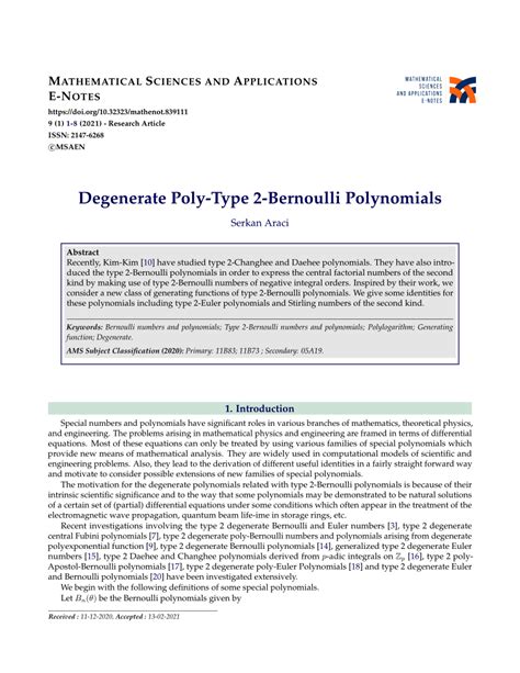 Pdf Degenerate Poly Type 2 Bernoulli Polynomials