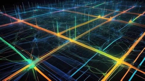 Digital Grid Background With Interconnected Nodes Glowing Lines And A Futuristic Cyber Feel