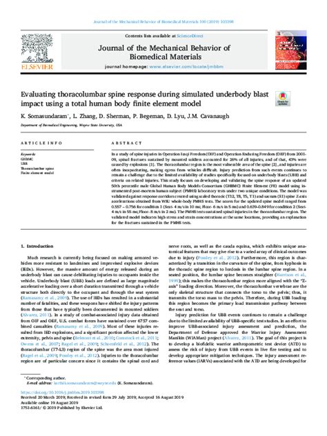 Pdf Evaluating Thoracolumbar Spine Response During Simulated