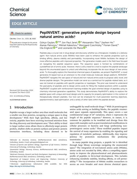 Pdf Pepinvent Generative Peptide Design Beyond Natural Amino Acids