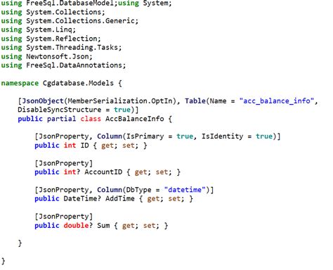 利用freesql generator自动根据数据库表动态生成实体类 wzwyc 博客园