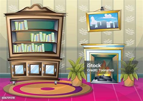 별도의 레이어가 있는 만화 벡터 일러스트 인테리어 라이브러리 룸 0명에 대한 스톡 벡터 아트 및 기타 이미지 0명 가구 가정의 방 Istock