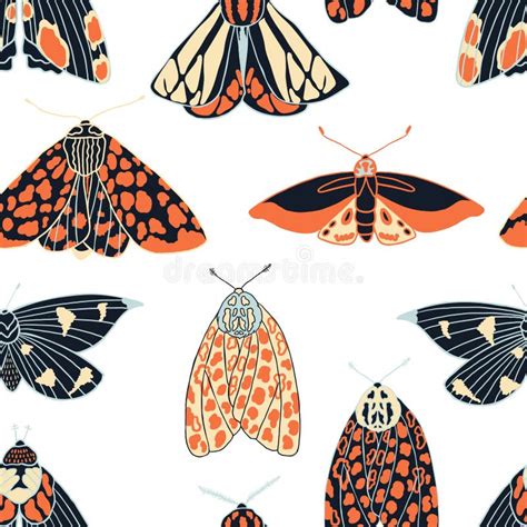 Summer Moth Seamless Pattern Stock Illustration Illustration Of