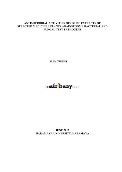 Antimicrobial Activities Of Crude Extracts Of Selected Medicinal Plants
