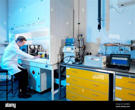 Airborne Nanoparticle Metrology Scientist Using Specialist Equipment