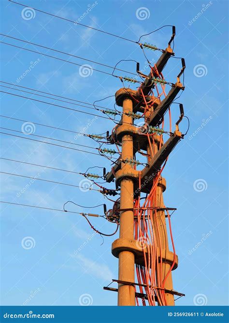 Electric Tower And Power Line Energy Stock Image Image Of Lighting Industry 256926611