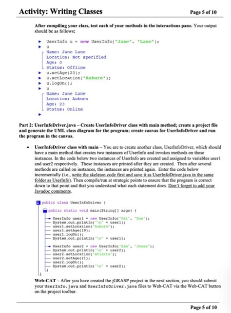 solved activity writing classes page 1 of 10 terminology