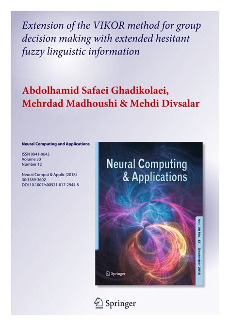 Pdf Extension Of The Vikor Method For Group Decision Making With Extended Hesitant Fuzzy