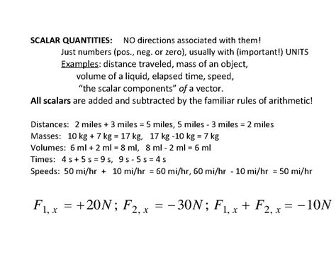 1st Lecture Scalars Versus Vectors Scalar Quantities No Directions Associated With Them Just