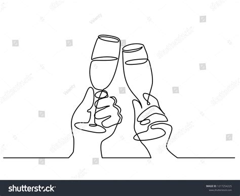 Continuous One Line Drawing Hands Cheering Stock Vector Royalty Free 1217254225 Shutterstock
