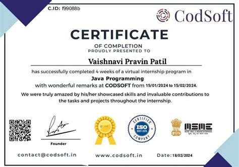Vaishnavi Patil On Linkedin Internshipcompletion Codsoftexperience Javaprogramming