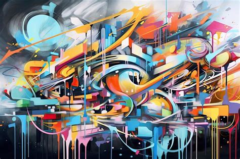 Premium Photo Collision Of Vibrant Graffiti Elements And Abstract