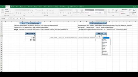 Datevalue And Timevalue Functions In Excel Datevalue Və Timevalue