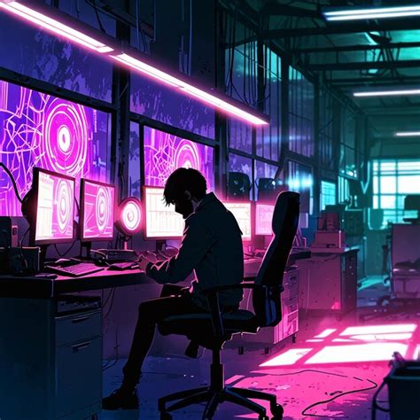 A Cinematic Photo Of A Hacker Captured On 35mm Film Ra Premium Ai Generated Image