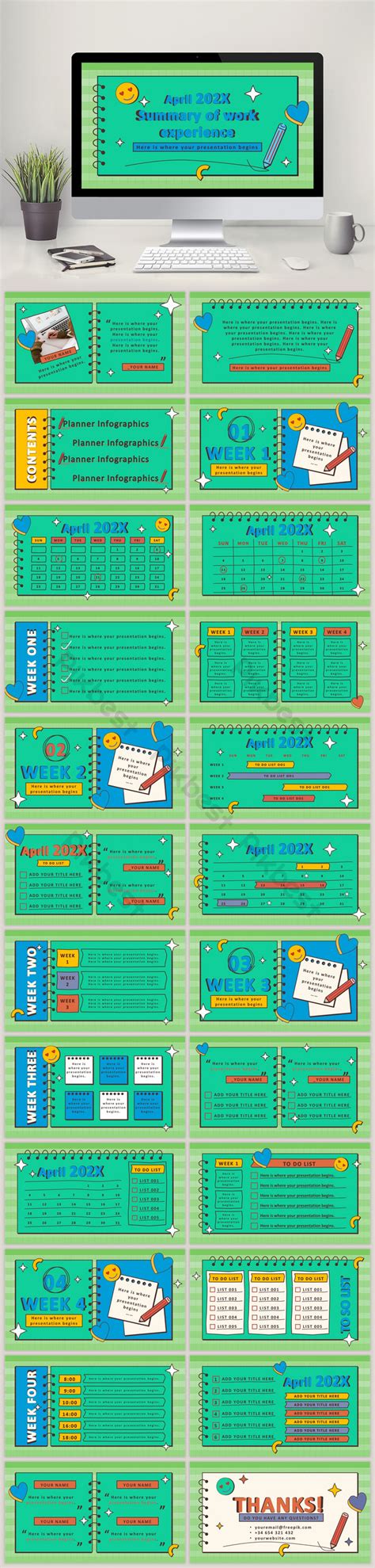 green work experience summary ppt template powerpoint ppt template free download pikbest