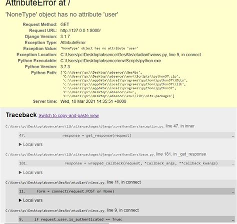 Python Nonetype Object Has No Attribute User Error Django Stack