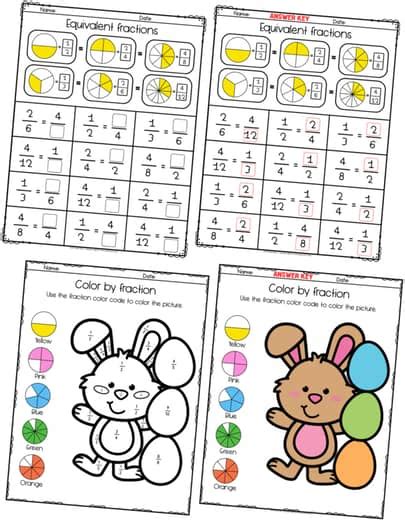 Fraction Practice Write Color And Equivalent Fractions Worksheets For Grades 2 3