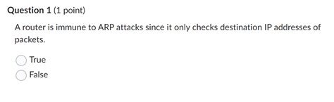 Solved A Router Is Immune To Arp Attacks Since It Only