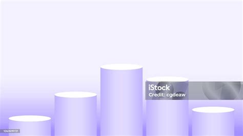 화장품 쇼케이스용 보라색 받침대 실린더 서클 5단계 포디움 서클 스테이지 퍼플 파스텔 소프트 컬러 광고 복사 공간 플랫폼 5단계 제품 디스플레이 포디움 라운드 3차원 형태에