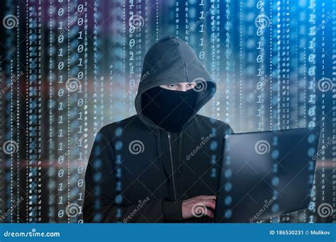 Hackers Programmer Look On Screen And Writes The Program Code Hack