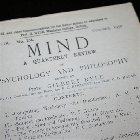 Alan Turing ‘computing Machinery And Intelligence 1st Edition Mind