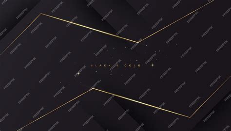반짝이와 조명 효과가 있는 종이 컷 스타일의 럭셔리 블랙 및 골드 배경 수상 후보자 공식 초대 또는 인증서 디자인을 위한 프리미엄 블랙 및 골드 배경 프리미엄 벡터