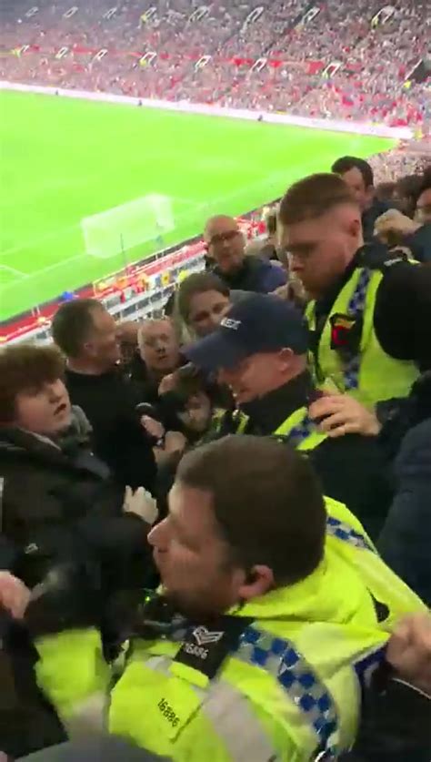 Everton Fans In The Away End At Old Trafford Whats Wrong With The Police At Old Trafford Watch