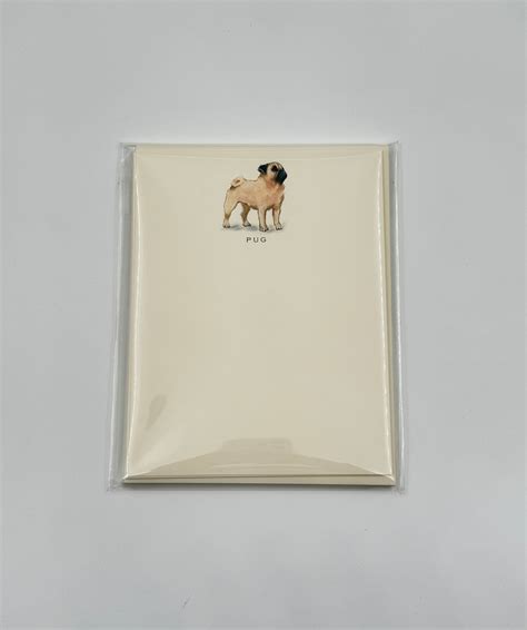 Fable And Sage Pug Flat Note Cards Set Of 6 With Envelopes