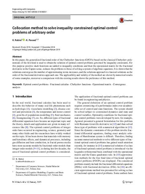 Pdf Collocation Method To Solve Inequality Constrained Optimal