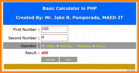 Basic Calculator Version SourceCodester