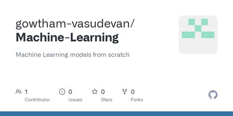 Github Gowtham Vasudevan Machine Learning Machine Learning Models From Scratch