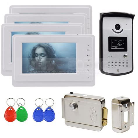 Diysecur 7 Inch Color Video Door Phone Handsfree Intercom Electric Lock Keyfob Unlock 1 V 4