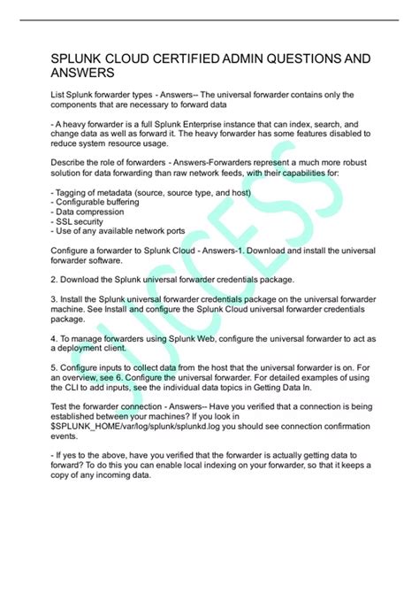 Splunk Cloud Certified Admin Questions And Answers Splunk Cloud