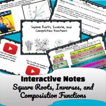 Square Root Functions Inverses And Composition Functions Interactive Notes