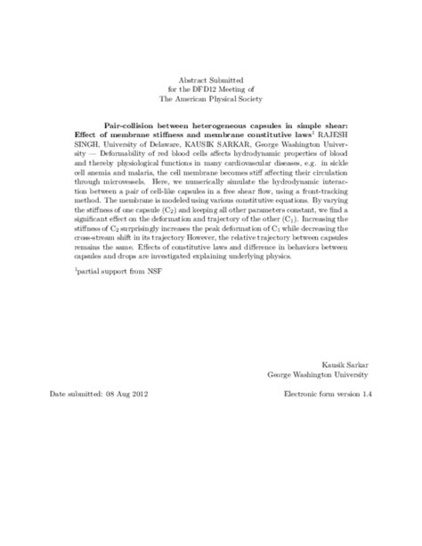 Pdf Pair Collision Between Heterogeneous Capsules In Simple Shear