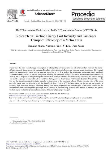 Pdf Research On Traction Energy Cost Intensity And Passenger Transport Efficiency Of A Metro Train