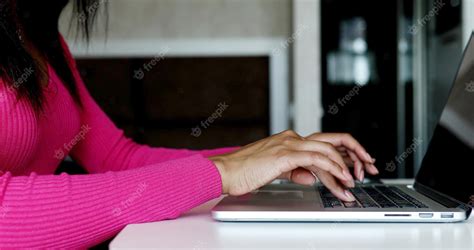 Premium Photo Close Up Of Woman Hands Typing On Laptop Computer Keyboard