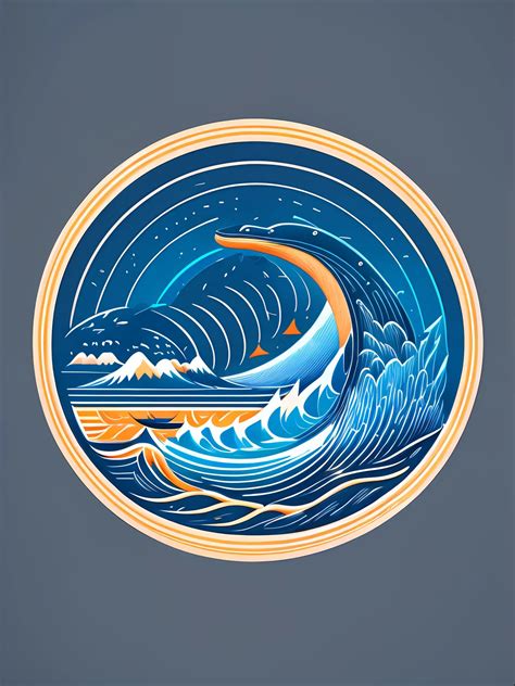 초승달 모양의 파란색과 주황색 파도 사진 Seaart Ai