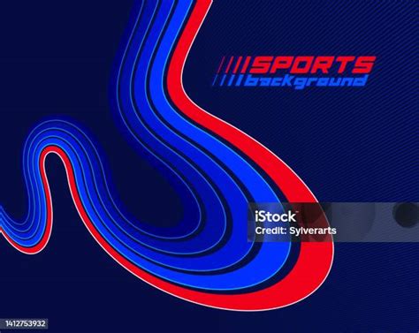 스포츠 배경 벡터 추상 라인 3d 차원 회전 스포츠 게임 또는 경주 및 달리기 활동을위한 어두운 빨간색과 파란색 동적 레이아웃