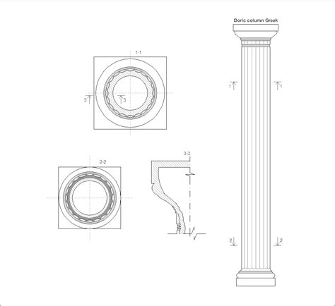 Doric Columns Details Dwg Cad Detail Free Download