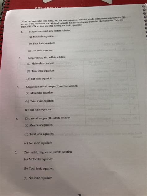 Solved Write The Molecular Total Ionic And Net Ionic Chegg
