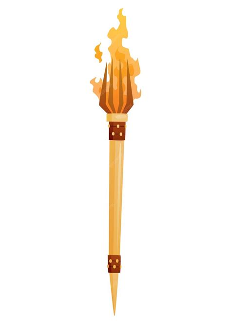 Premium Vector Medieval Torch With Burning Fire Ancient Realistic