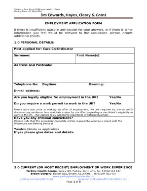 Employment Application Doc Template PdfFiller