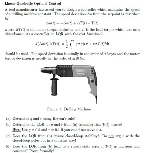 Solved Linear Quadratic Optimal Controla Tool Manufacturer